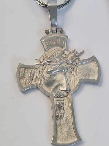 925 Sterling Silver High Definition Pendant Necklace Jesus Crown of ...