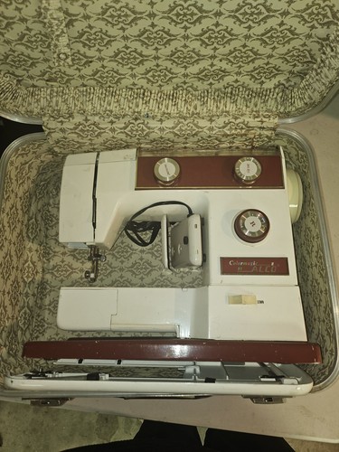 Vintage Necchi Golden-Alco Sewing Machine with carrying case, made in ...