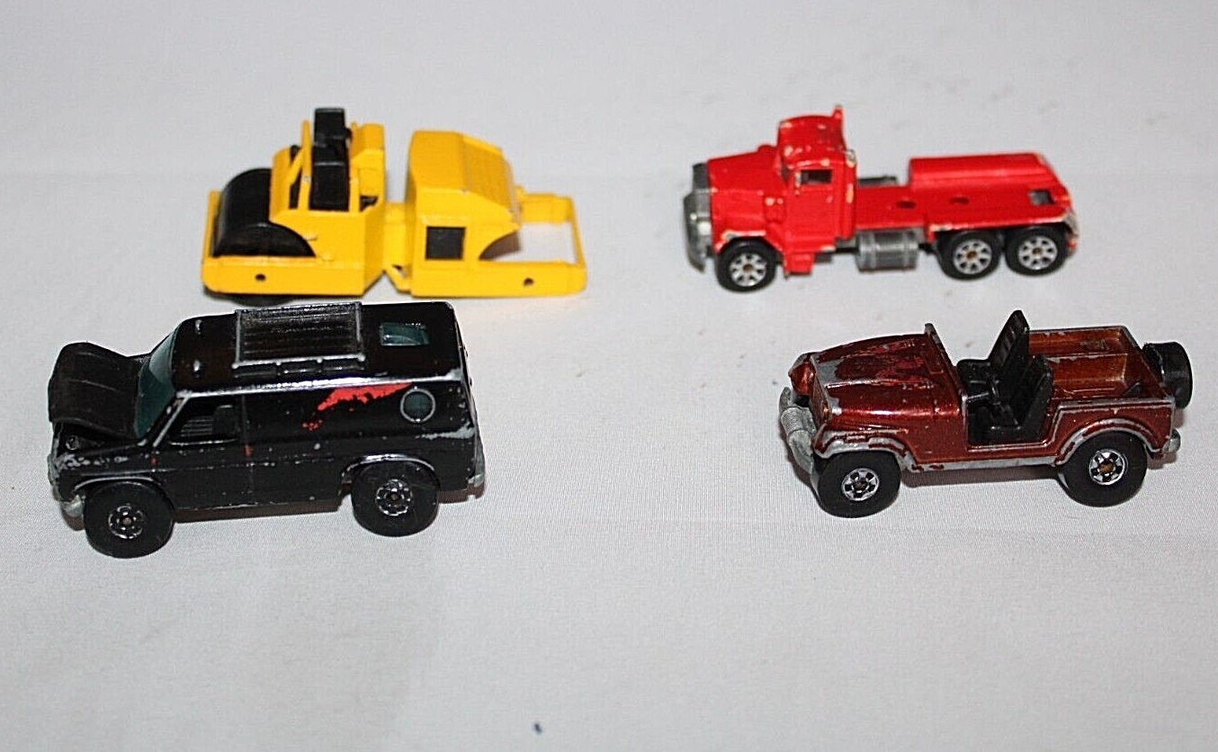 LOT of 4 Vintage HOT WHEELS A-Team Van Jeep Semi Truck 1986 1977 1981 ...