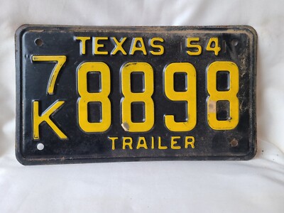 Vintage 1954 Texas Trailer License Plate 12221 | eBay
