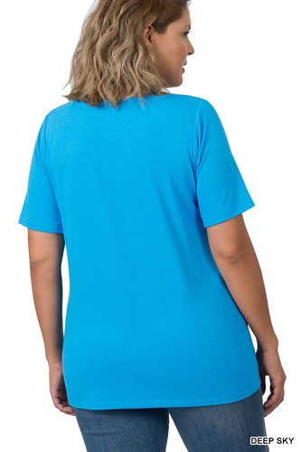 1X 2X 3X Women V-Neck T-Shirt Short Sleeve Soft Stretch Basic Tee Plus ...