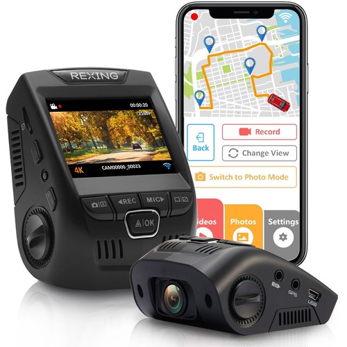 Rexing V1GW-4K Ultra HD Car Dash Cam w/ Built-in GPS Logger and Wi-Fi/2 ...