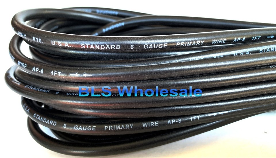10ft Each Red & Black 8 Gauge Power Wires Car Auto Primary Wire Cable ...
