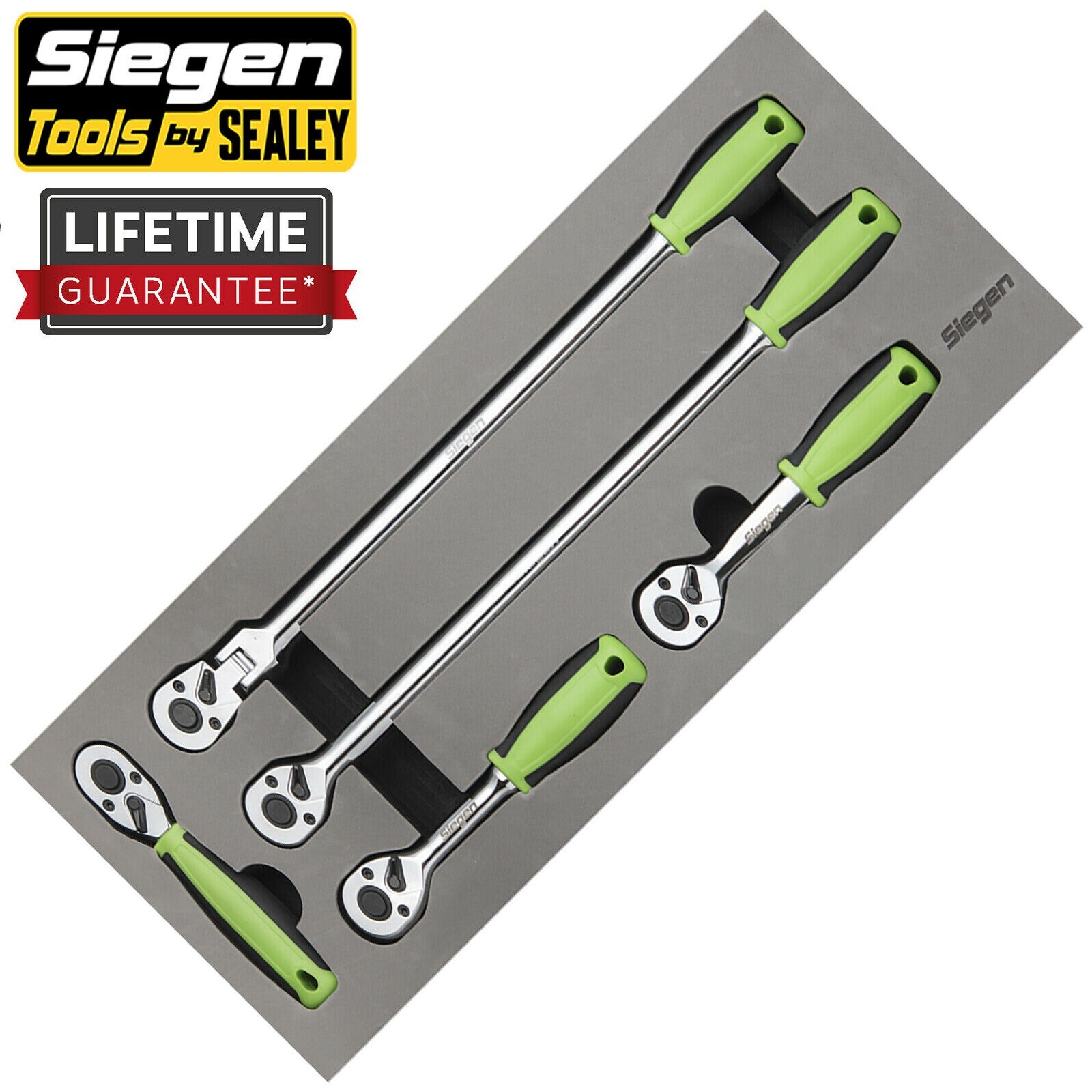 Siegen by Sealey 5 Piece 3/8in Drive 72 Tooth Ratchet Set EVA Drawer ...