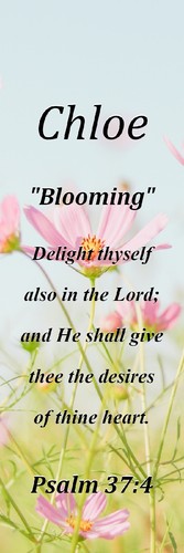 Chloe "Blooming" Keepsake Name Meaning Bookmark with Bible Verse and ...