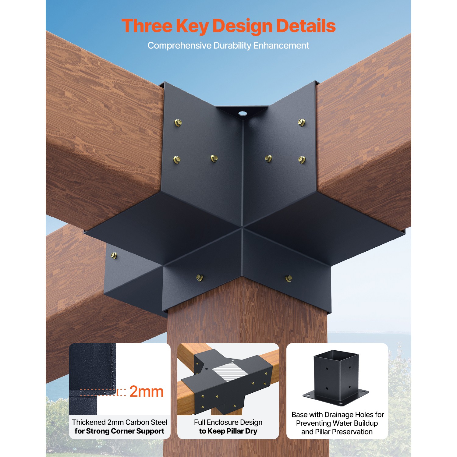 Uimoso 4x4 Pergola Bracket Kit 3.5x3.5 Inner, 3- & 4-Way Brackets with ...