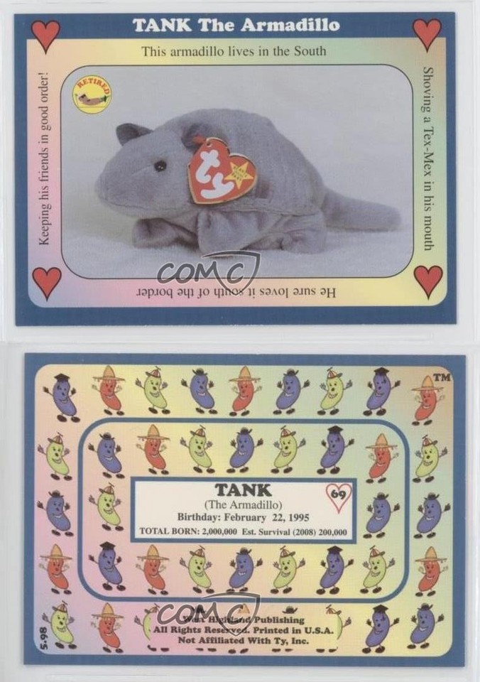 1998 West Highland Unofficial Beanie Babies Tank The Armadillo #69 0a2 ...