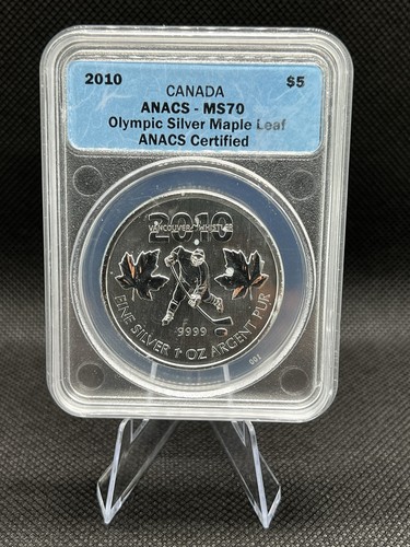 Canada: 2010 1 oz .9999 Olympic Silver Maple Leaf $5 ANACS MS70 | eBay