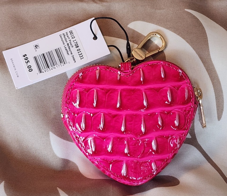 NWT Brahmin Heart Coin Pouch Key Ring Melbourne Leather-Affection with ...