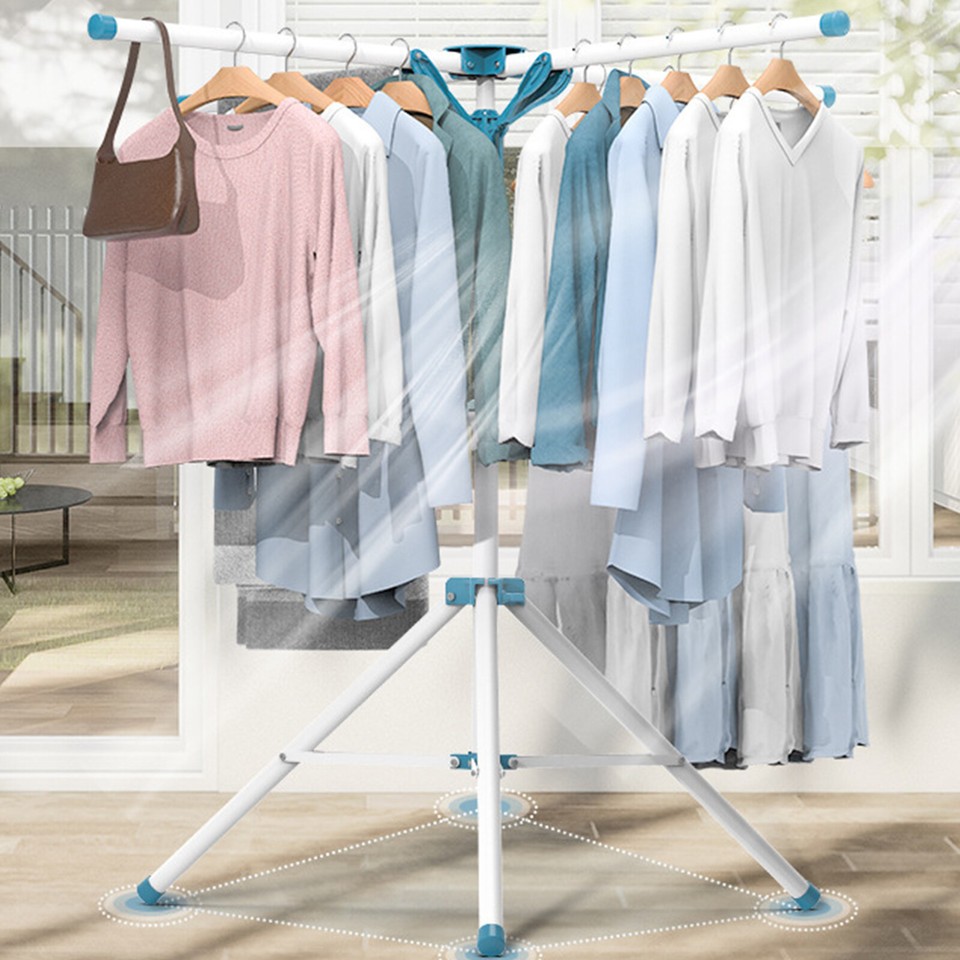 Tripod Clothes Drying Rack Laundry Coat Hanger Metal Garment Rack Stand ...