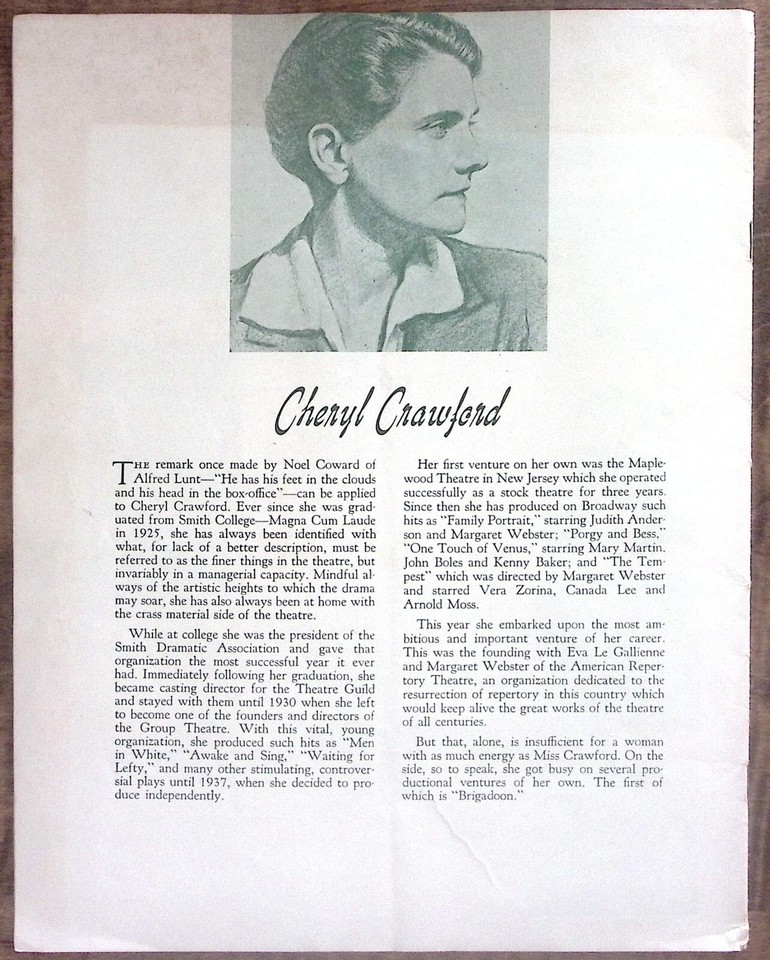 1948 LERNER & LOEWE BRIGADOON THEATRE PROGRAM PLAYBILL DAVID BROOKS ...