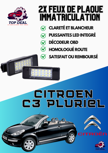 2x Feux de plaque d'immatriculation LED Citroen c3 pluriel | eBay