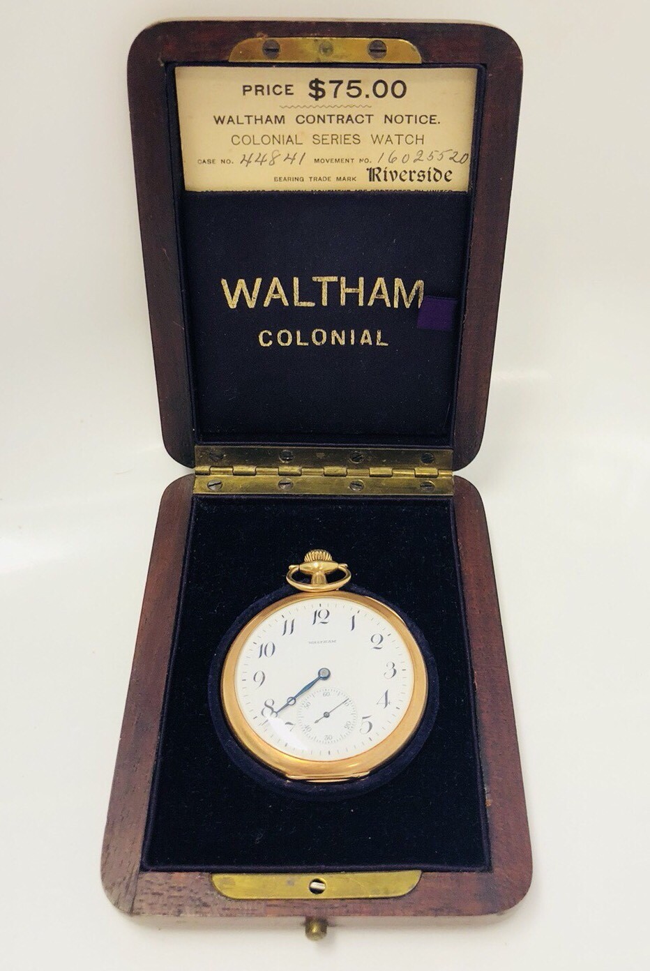 1907 Waltham 14K Gold Riverside Colonial Series Pocket Watch Original ...