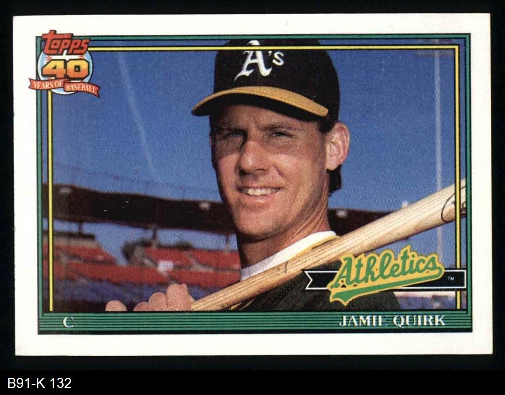1991 Topps #132 Jamie Quirk Athletics 8 - NM/MT B91T-K 132 | eBay