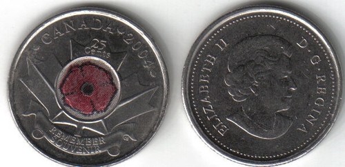 Canadian 2004 Quarter REMEMBRANCE DAY Red Poppy 25 cent coin | eBay
