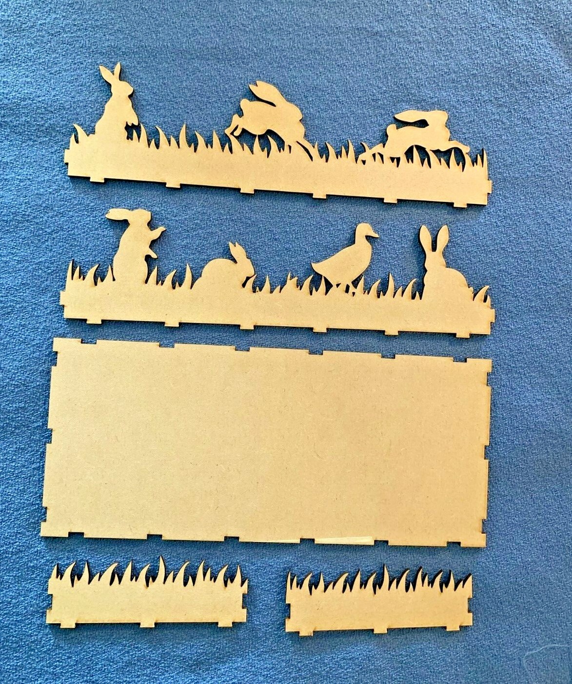 Wooden Easter MDF Bunny Duck, Hare Tea Tray Blank - with wooden grass ...