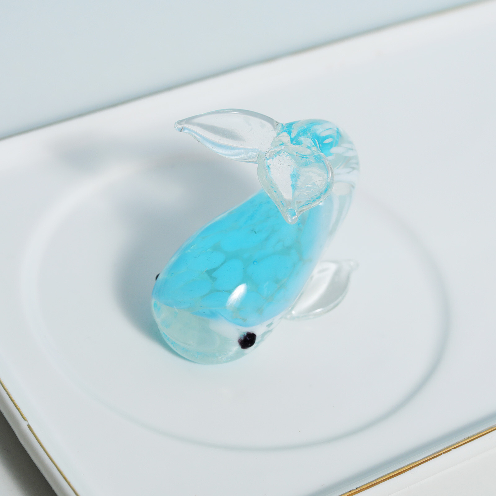 2Pcs Light Blue Crystal Whales Figurines Collectible Glass Sea Animal ...