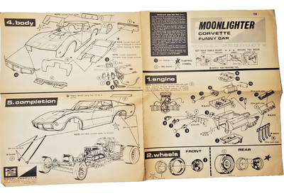 MPC Moonlighter Corvette Funny Car Model Car Kit Instruction Sheet only ...