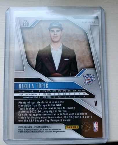 2024-25 Prizm Basketball Nikola Topic Fast Break Prizm Rookie Card ...