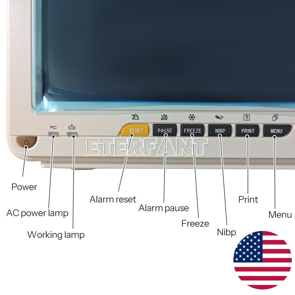 Medical 12" Patient Monitor 6 Parameters/Adjustable Mobile Trolley for ...