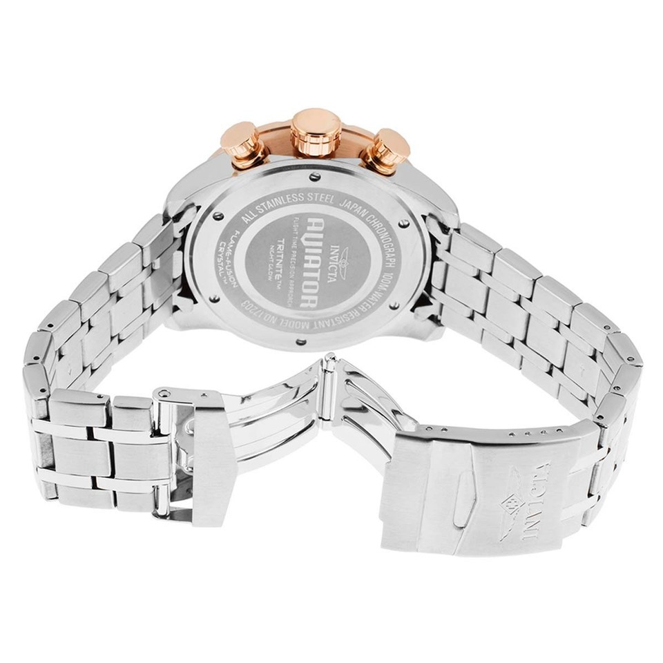 Invicta Men's Watch Aviator Chronograph Blue Dial Stainless Steel ...