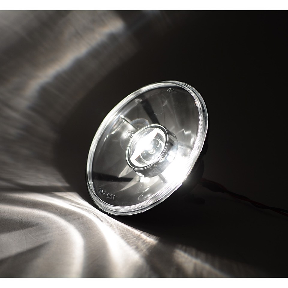 7" Black Projector Crystal Clear Glass Halogen Headlight Lamp H4 Light ...
