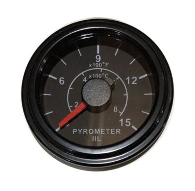 Pyrometer 0-1500F EGT gauge, 2"/52mm black, w/9 ft (2.8M) K ...
