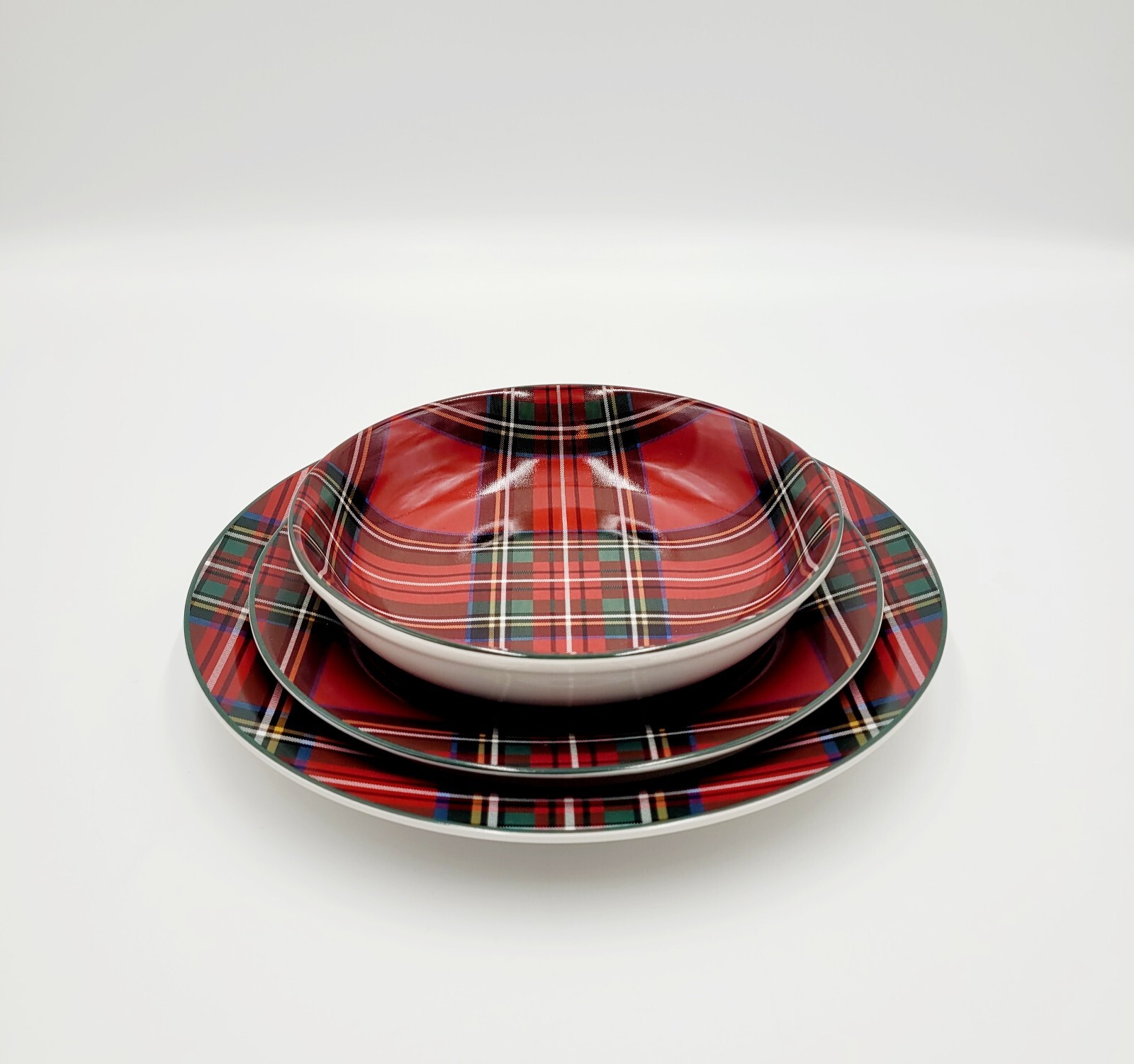 Pottery Barn Red Stewart Tartan Plaid Dinner, Salad Plates & Bowls Set ...