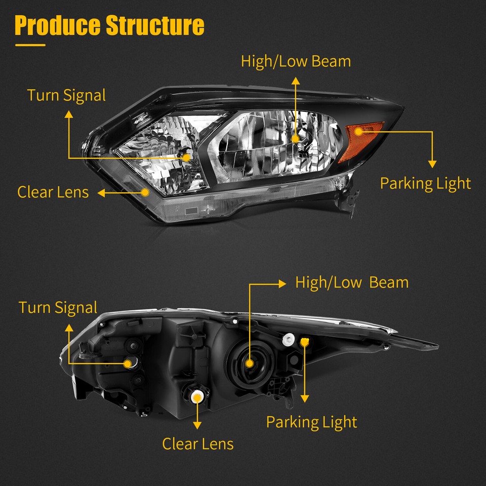 For 2016 2017 2018 Honda HRV HR-V Headlights Assembly Black Housing ...