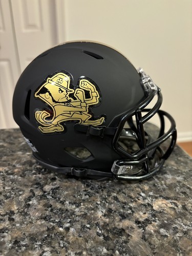 Notre Dame Fighting Irish Mini Football Helmet Matte Black Custom Gold ...