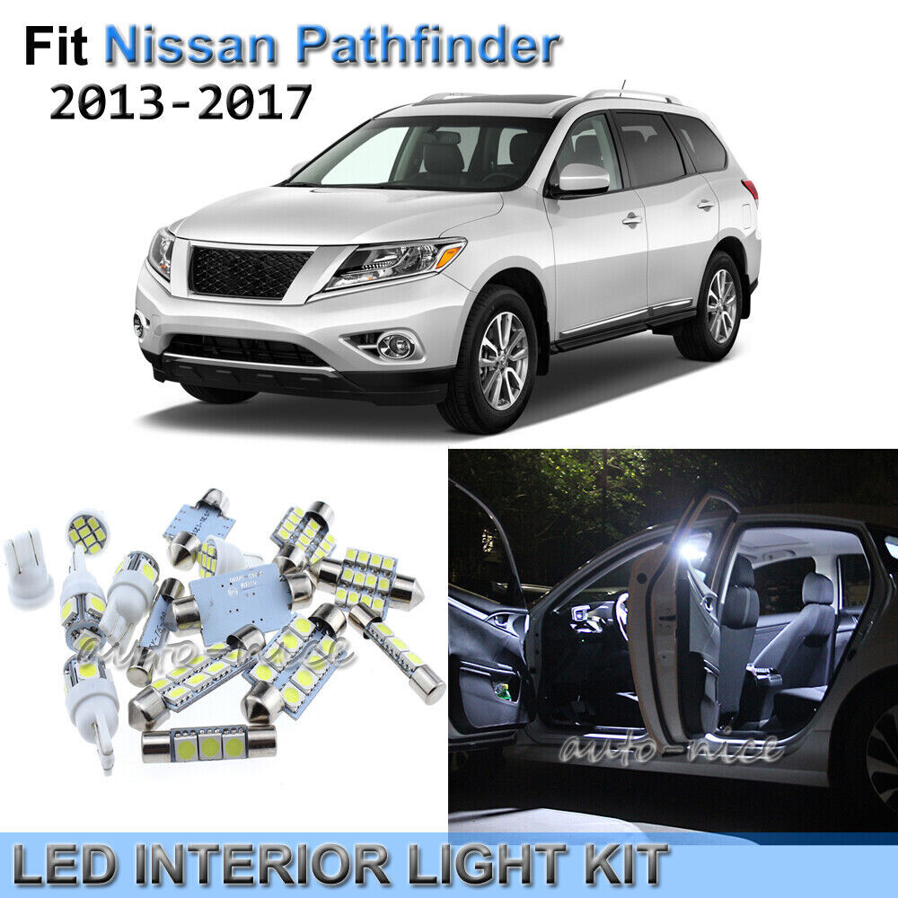 14x Xenon White LED Interior Lights Kit For 2013-2017 Nissan Pathfinder ...