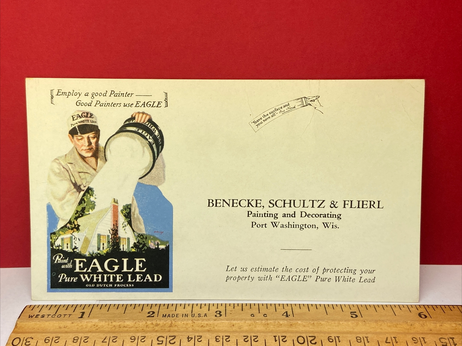 old advertising Ink Blotter Card Paint Eagle White Lead Port Washington ...