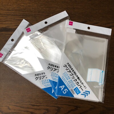 ×3 Daiso Clear Book Cover 12 Sheets A5 Transparent Protection 8.46” × ...