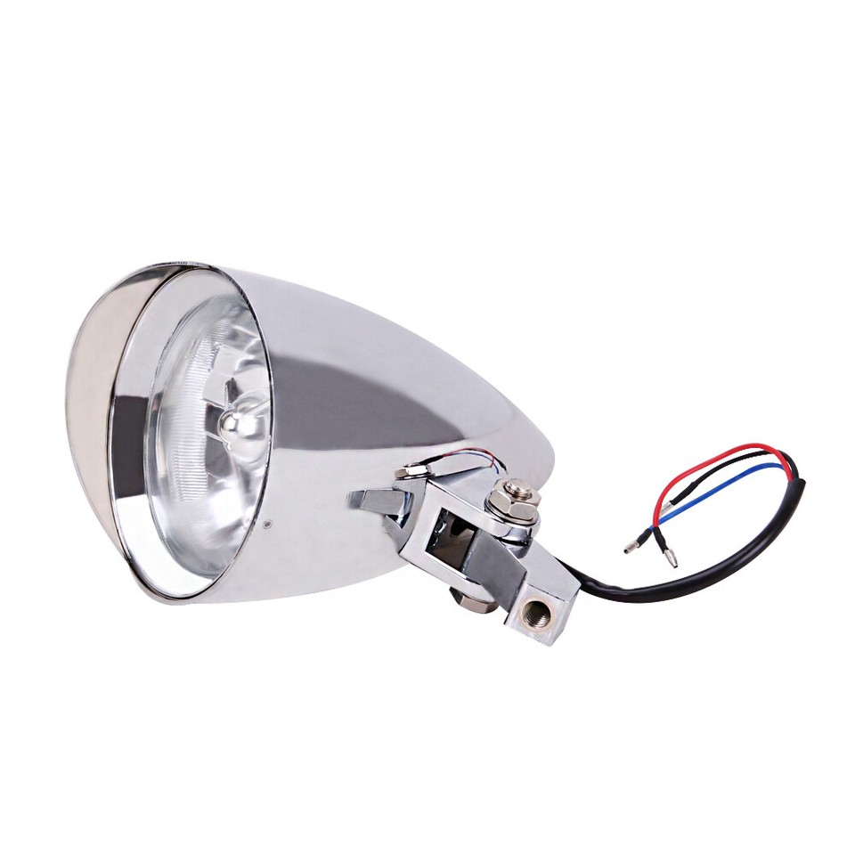 Chrome Bullet Headlight Lamp Motorcycle Visor For Harley Bobber Chopper ...