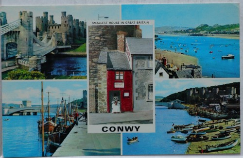 VINTAGE POSTCARD CONWY SMALLEST HOUSE IN GREAT BRITAIN CONWY CASTLE ...