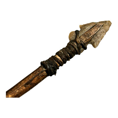 Antique Native American Arrow with Stone Tip, Feathers & Sinew | eBay