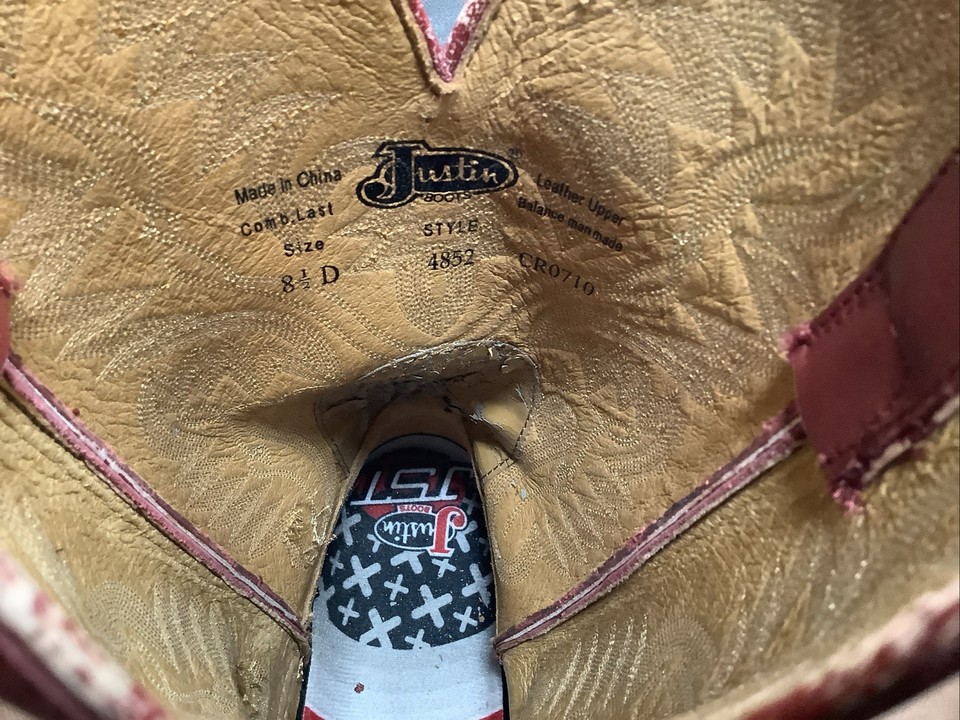 MENS JUSTIN J FLEX COWBOY BROWN BOOTS SIZE 8.5 D | eBay