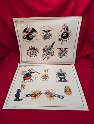 Set Of 2 Vintage 2002 Spaulding & Rodgers Tattoo Flash 11x14 Sheets NC ...