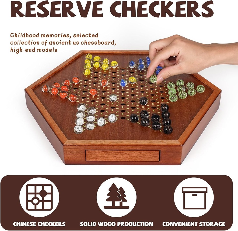 Luxurious Large 15-Inch Chinese Checkers Set - Premium Wooden Board ...