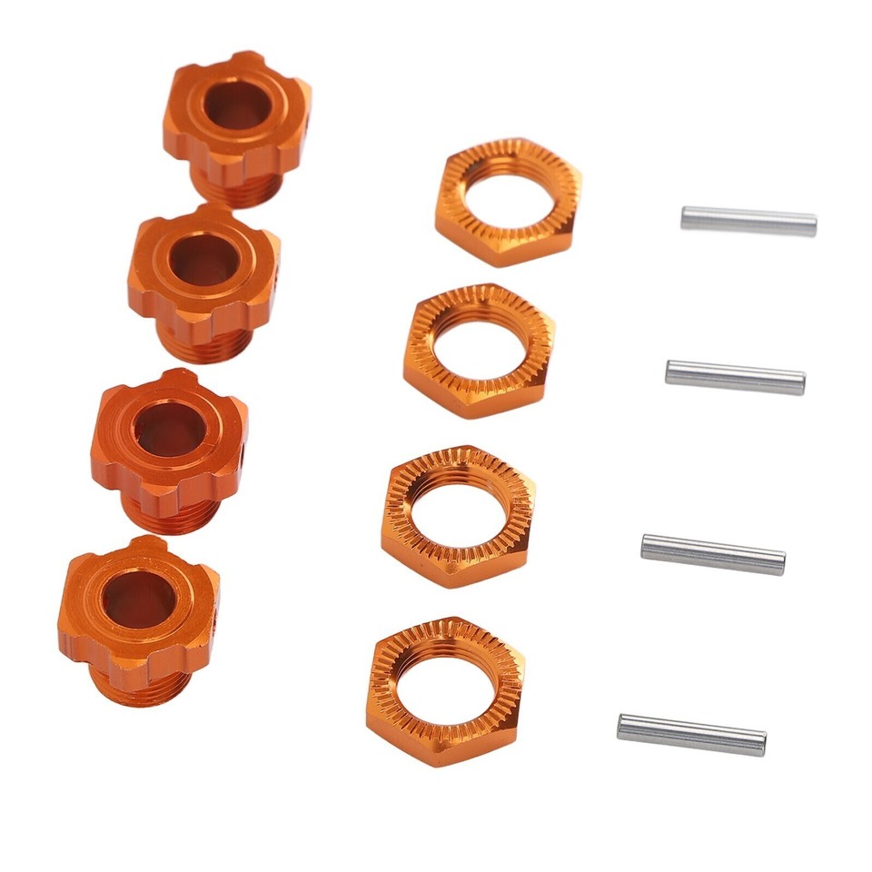 4PCS 17mm Hex Wheel Hub Adapter Aluminum Alloy Orange Hex Drive Hub ...