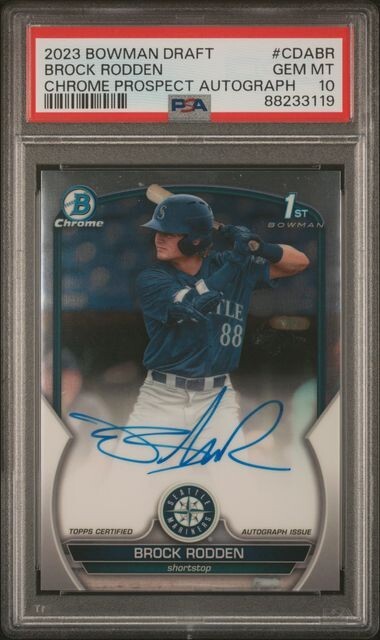PSA 10 BROCK RODDEN AUTO 1st 2023 Bowman Chrome Draft Autograph RC GEM ...