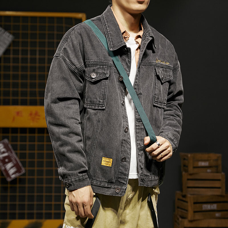 Men's Single-breasted Loose Trendy All-match Jacket Teen School Style ...