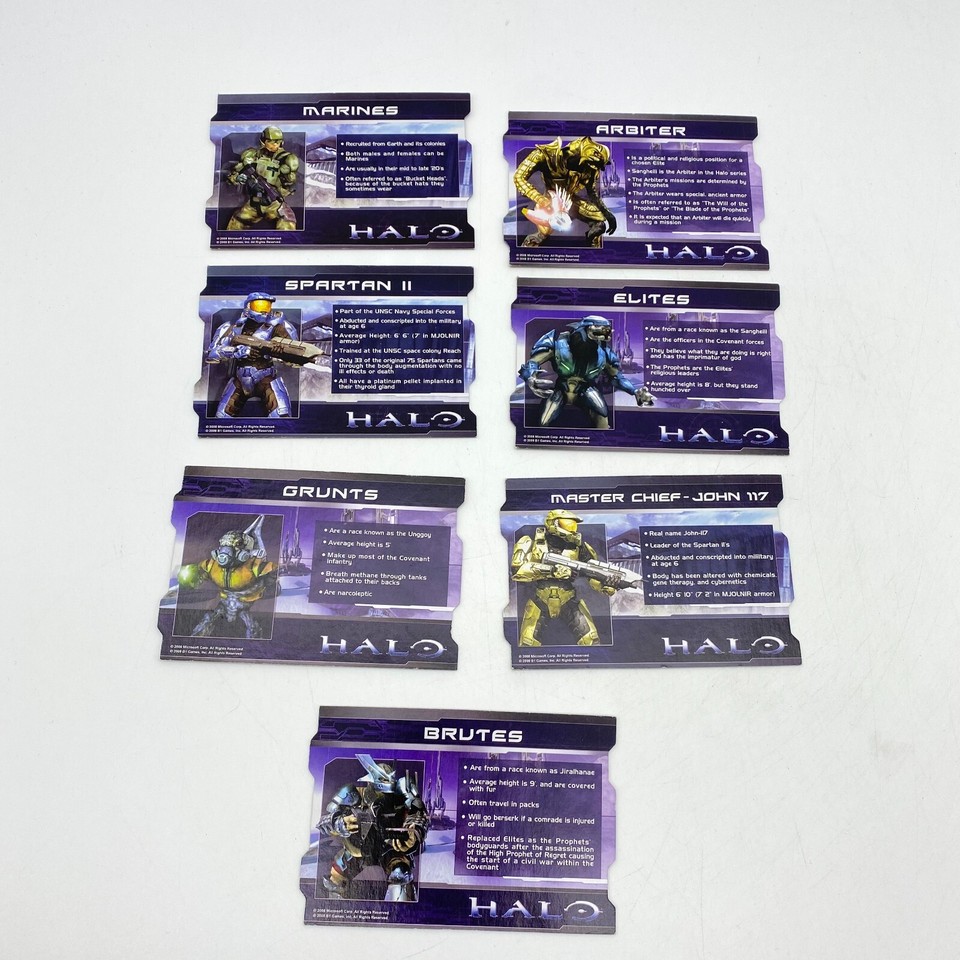 Halo Interactive Strategy Game 7 Character Cards 2008 Replacement ...