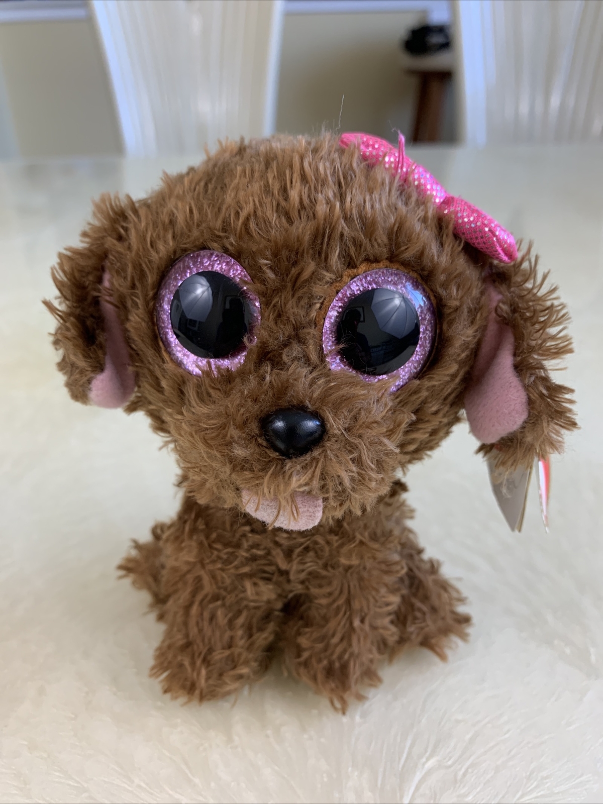 Ty Beanie Boos MADDIE Brown Puppy Dog Glitter Eyes 5.5” Plush New With ...