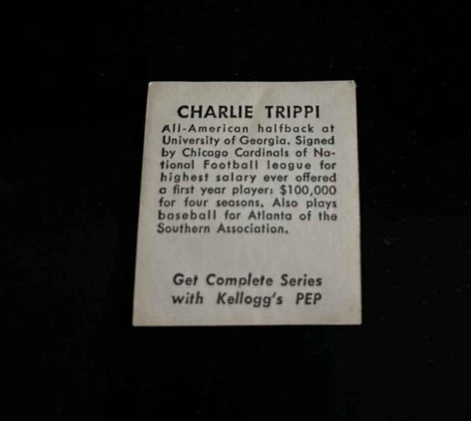 1948 Charlie Trippi Rookie card Kellogg's PEP All American halfback UGA ...