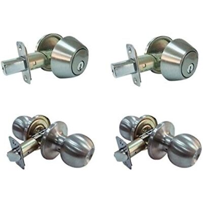 Faultless Ball Satin Stainless Steel Metal Entry Knob and Single ...