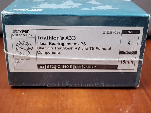 Stryker Orthopaedics Triathlon X3 Tibial Bearing Insert - PS 5532-G-419 ...