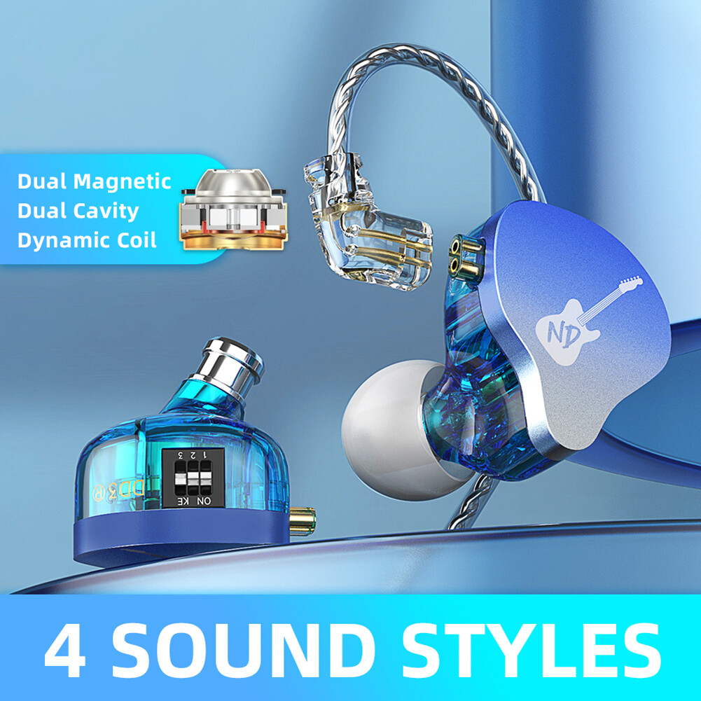 In Ear Earphone Dynamic HIFI Bass Headset Adjustable Tone (Blue without ...