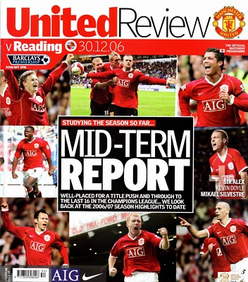 Manchester United v Reading 2006-2007 Premier League Programme 30/12/2006 | eBay