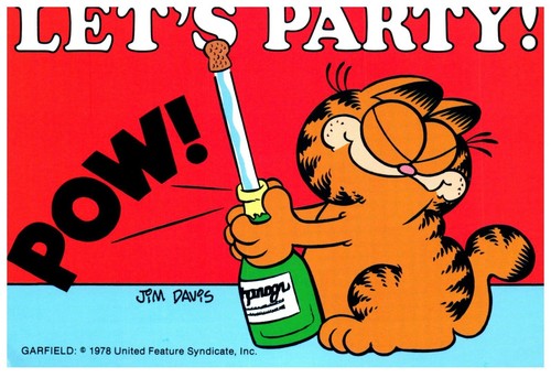 Garfield Cat "LET PARTY " Jim Davis 1978 Original Unposted Postcard ...